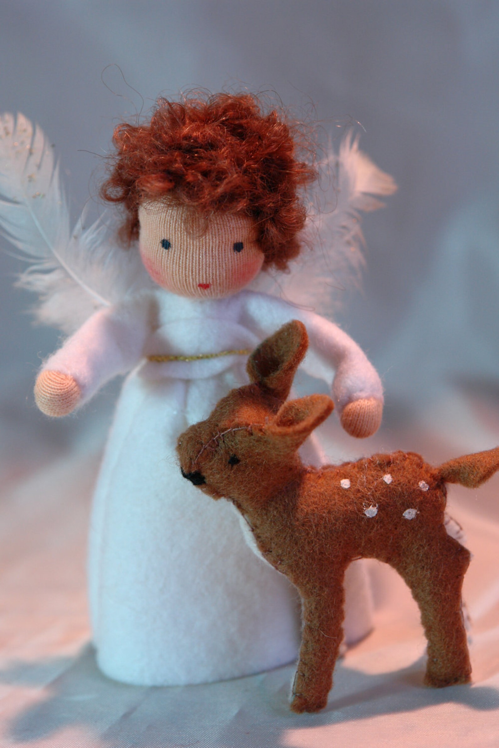Little Angel With Deer christmas Flower Child Waldorf - Etsy