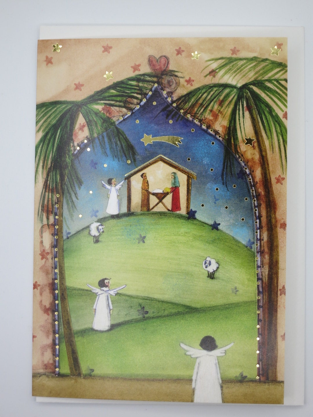 Double Card Nativity Scene - Christmas Card With Envelope - Double Card ...