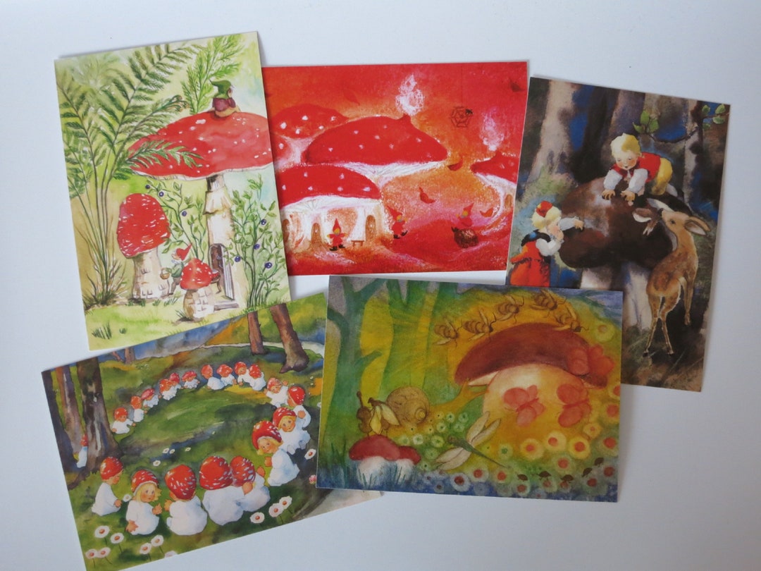 Postcard Set Mushrooms Seasonal Table 5 Postcards Waldorf - Etsy