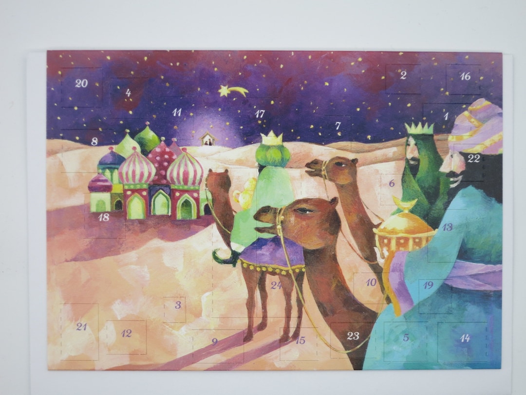 Advent Calendar Map Three Kings Christmas Card With Envelope Double ...