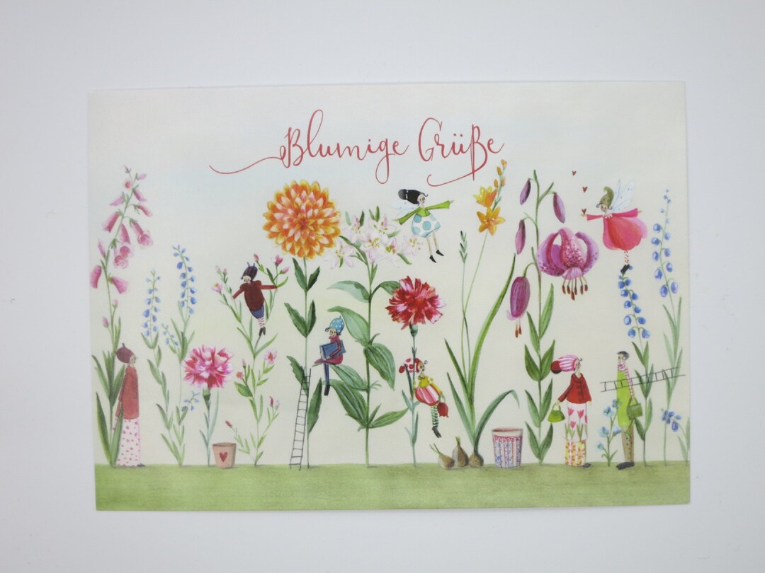 Flowery Greetings - Birthday Card - Postcard - Art.no.blpk61 - Etsy