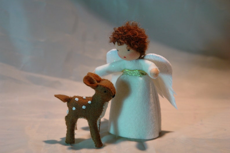Little Angel With Deer christmas Flower Child Waldorf - Etsy
