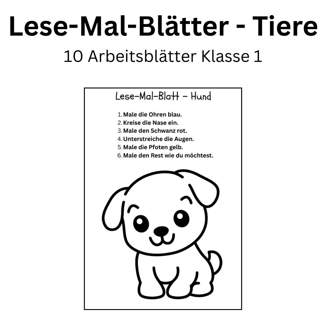 Reading and Coloring Sheets: Animals | Reading Practice Grade 1 | 10 ...