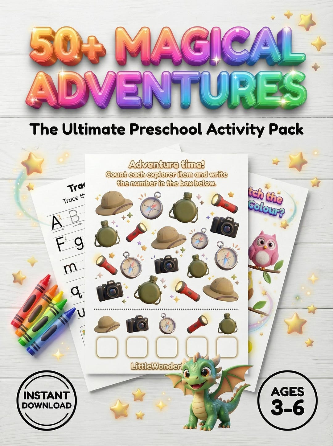 Magical Preschool Worksheets Activity Pack 50 Page Toddler Busy Book ...