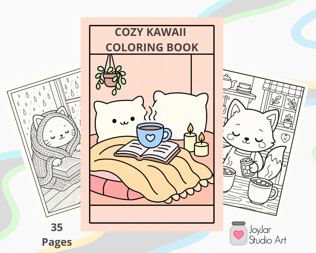 Cozy Kawaii Coloring Book | Cute Cozy Scenes With Animals, Tea ...