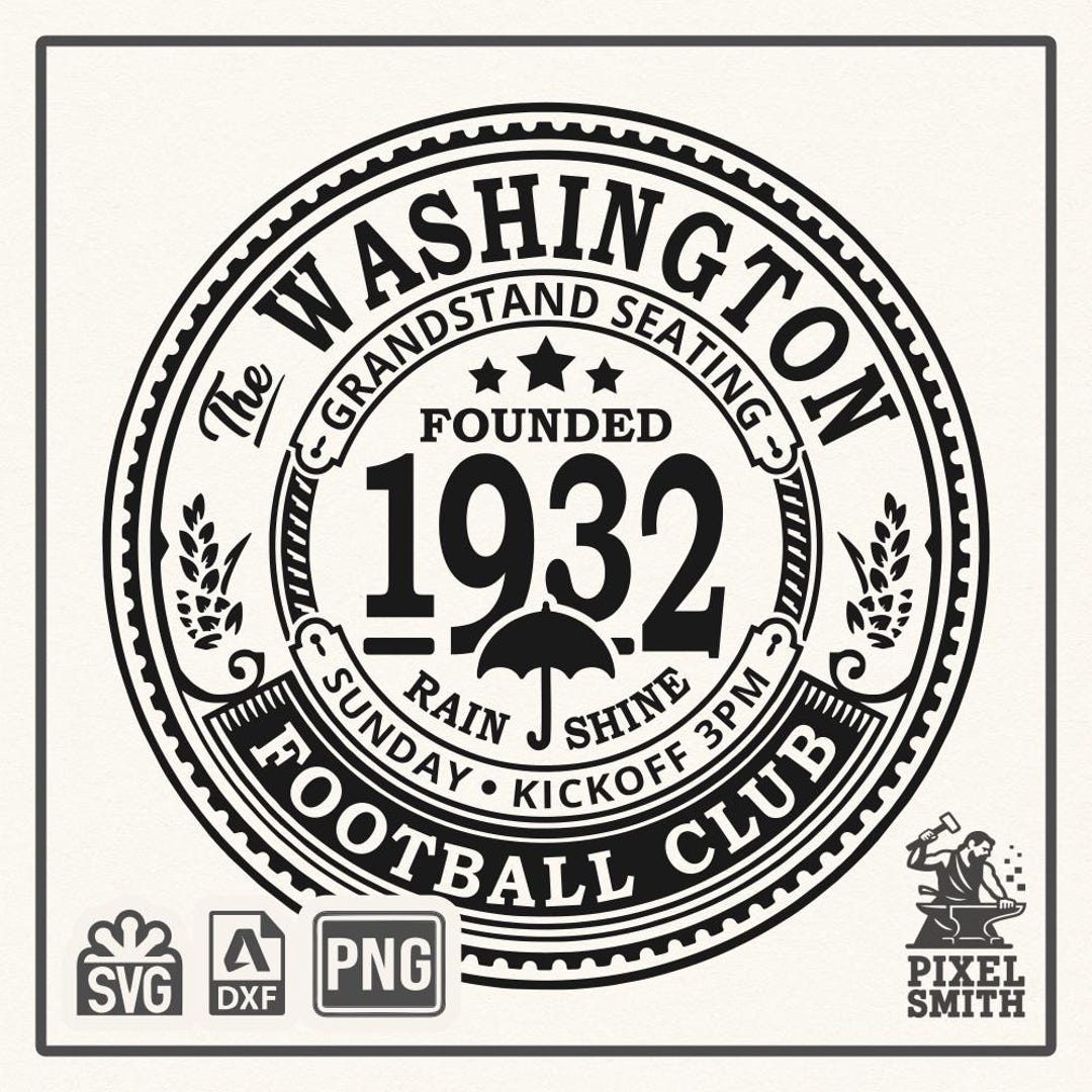 Washington Football Club Vintage Badge SVG | Laser Engraving Files - Etsy