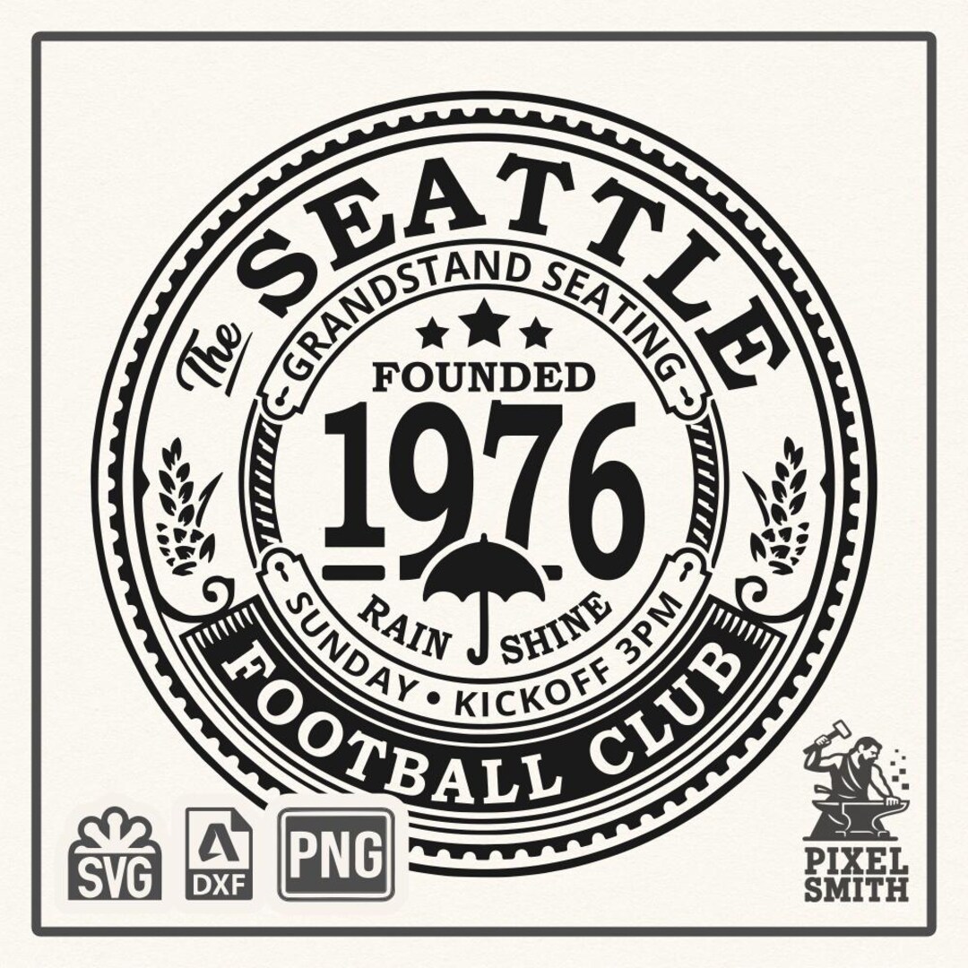 Seattle Football Club SVG Vintage Badge | Retro Football Emblem Vinyl ...