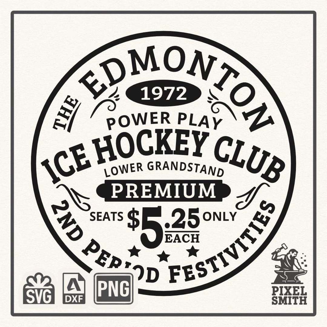 Edmonton Hockey SVG | Retro Ticket SVG | Vintage Sports Badge Design ...