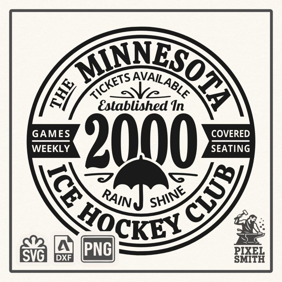 Minnesota Hockey SVG Established Year Design | Vintage Hockey Logo ...