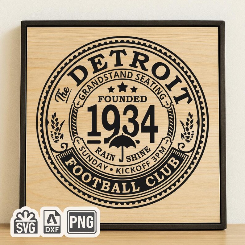 Detroit Football Club Vintage Badge SVG | Laser Engraving File - Etsy