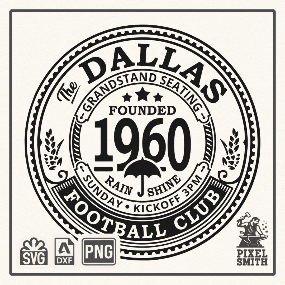 Dallas Football Club Vintage Badge SVG | CNC Router Carving Files - Etsy