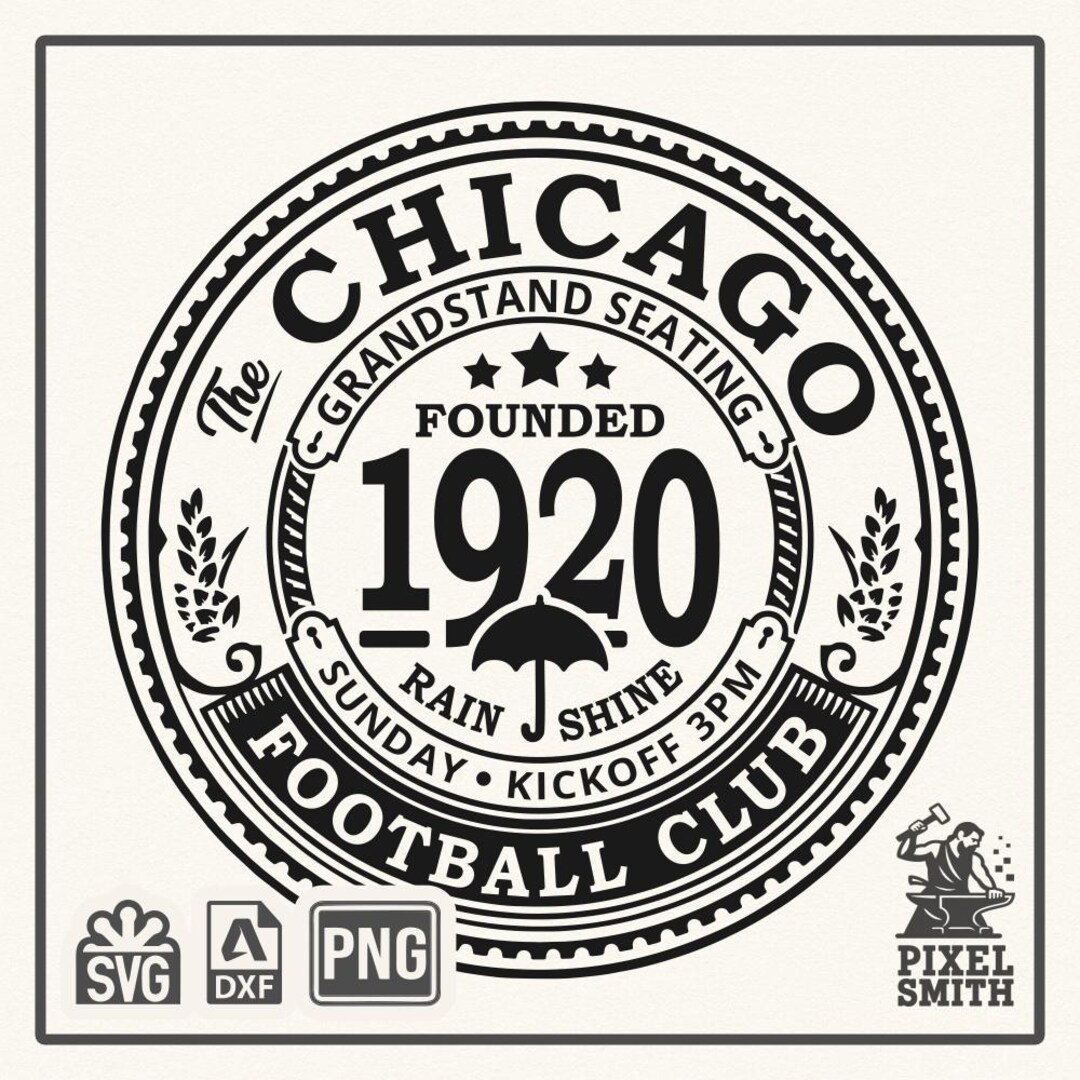Chicago Football Club Vintage Badge SVG | Retro Football Emblem Vinyl ...