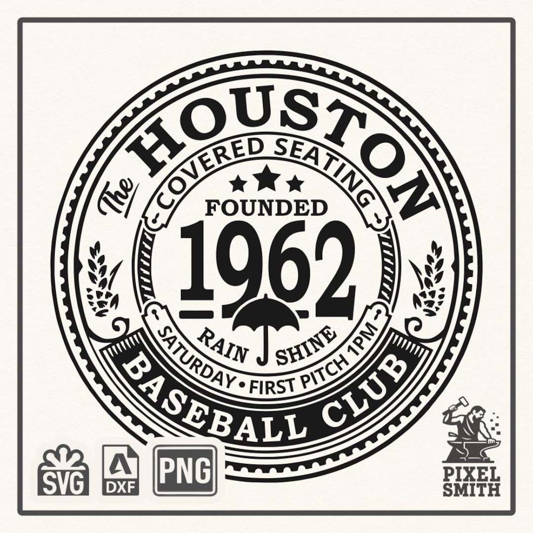 Houston Baseball Club Vintage Badge – Established Year Laser Engraving ...