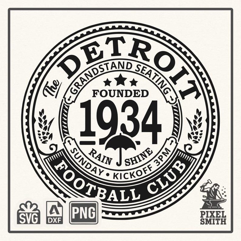 Detroit Football Club Vintage Badge SVG | CNC Router Carving Files - Etsy