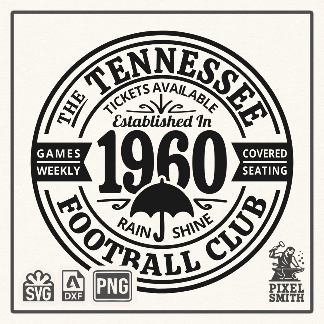 Tennessee Football SVG | Established Year Design | Vintage Sports Logo ...
