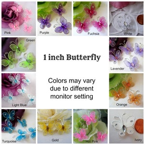 1 Inch Nylon Butterfly Pink, Lavender, Turquoise, Blue, Fuchsia, Green ...