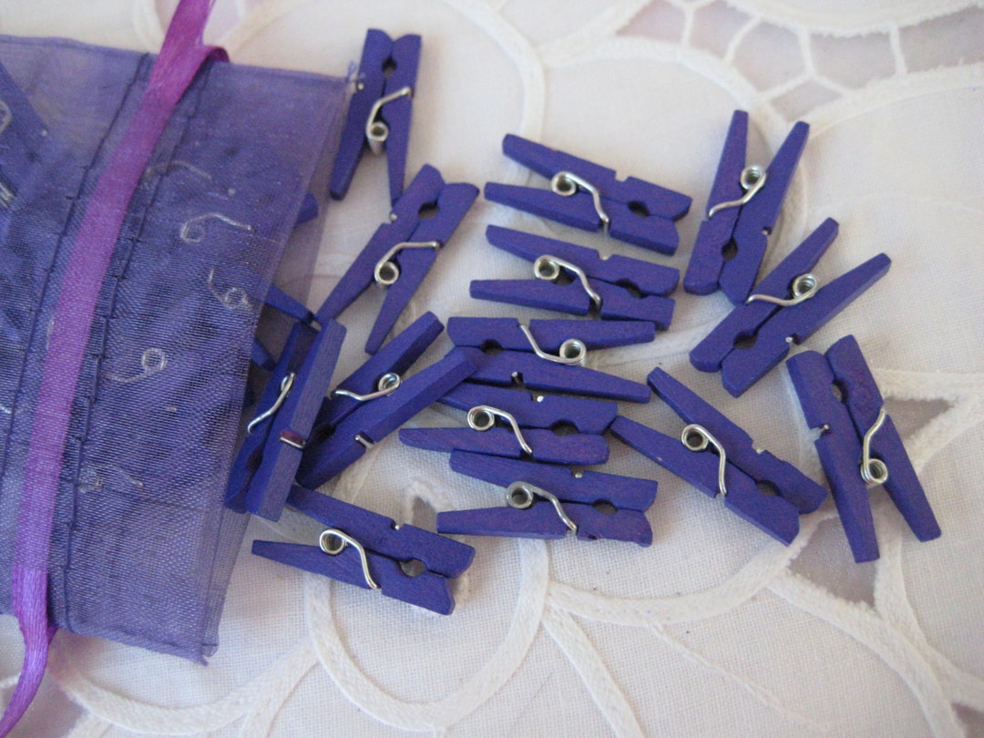 1" MINI Purple Wooden Clothespins for Wedding Favors, Scrapbooking ...