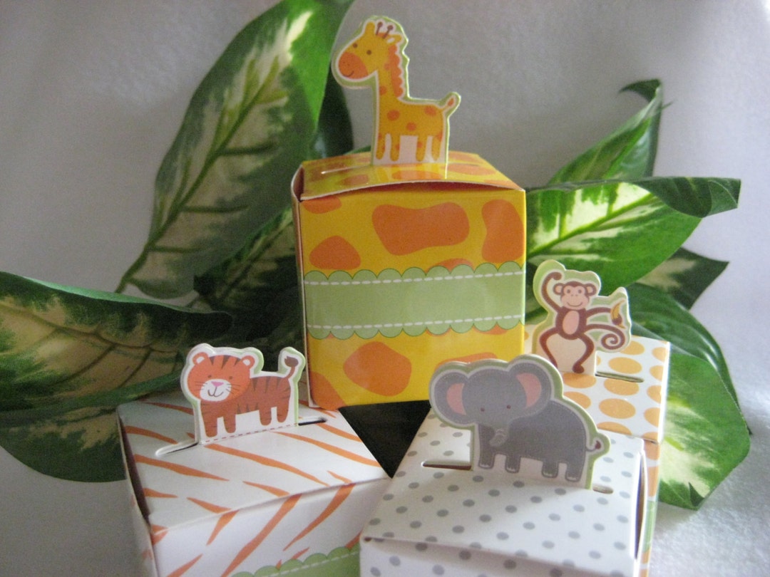 Assorted Animal Party Favor Boxes, Monkey, Elephant, Tiger, Giraffe for ...