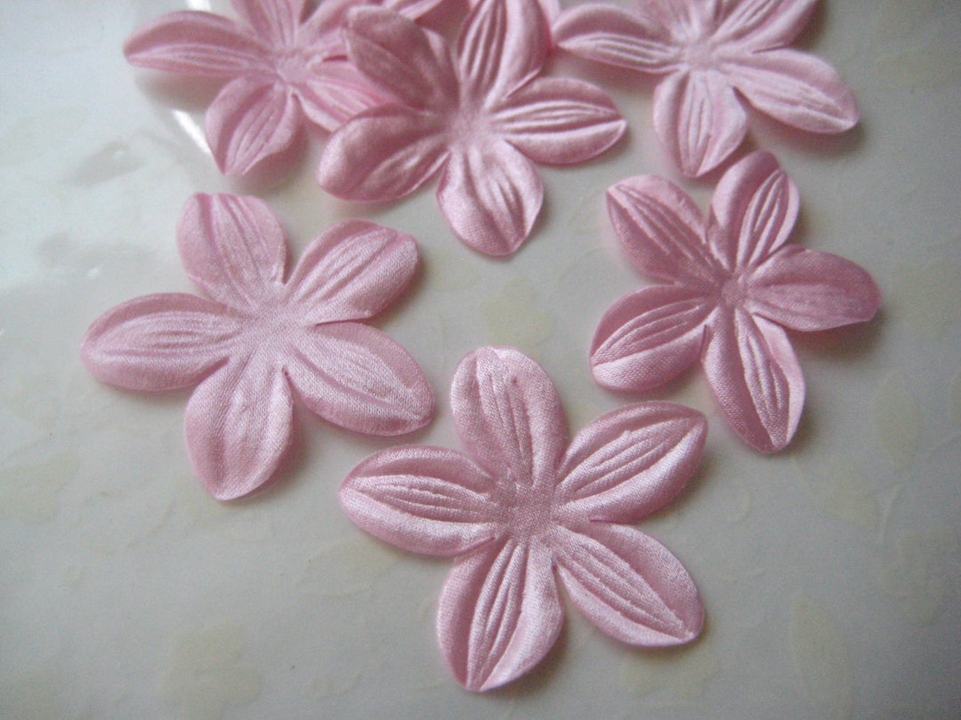 Pink Satin Flowers Appliques, Fabric Flower Petals, Sewing, Party ...