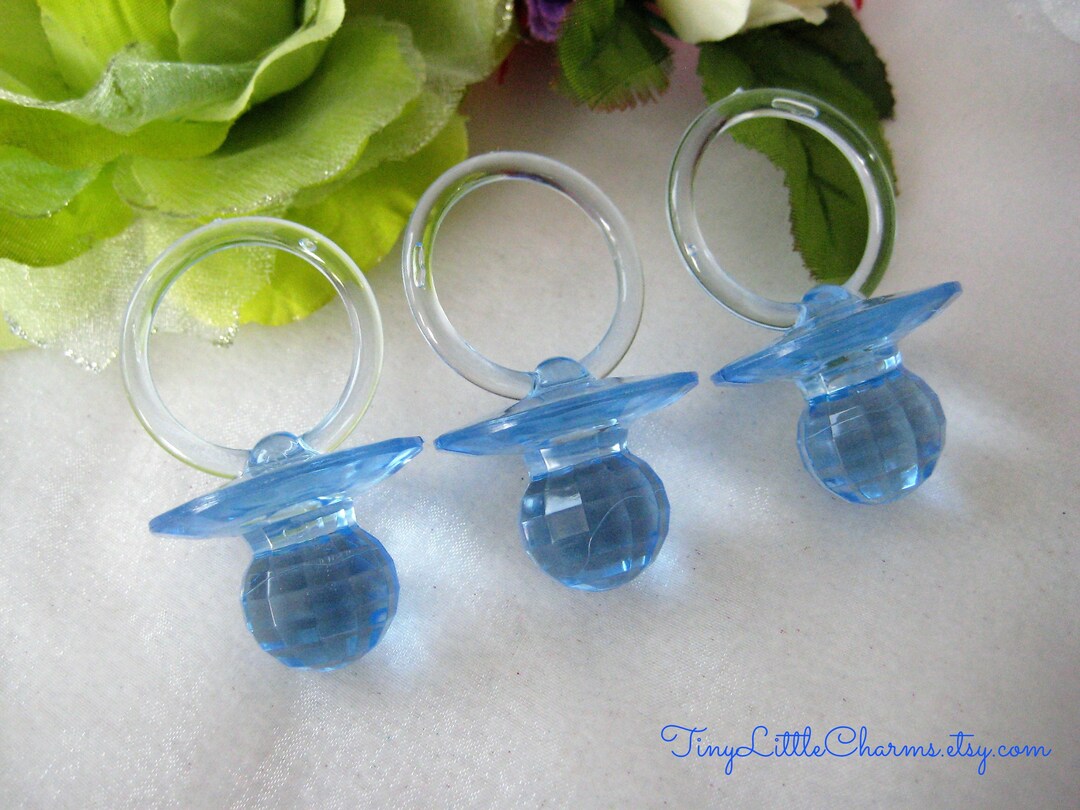 Blue Baby Shower Pacifiers, Diamond Cut for Games, Necklaces Favors ...