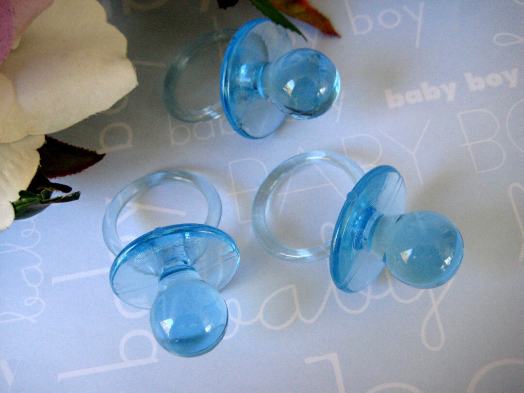 60 BLUE Baby Shower Pacifiers for Games, Napkin Holders, Table Scatters ...
