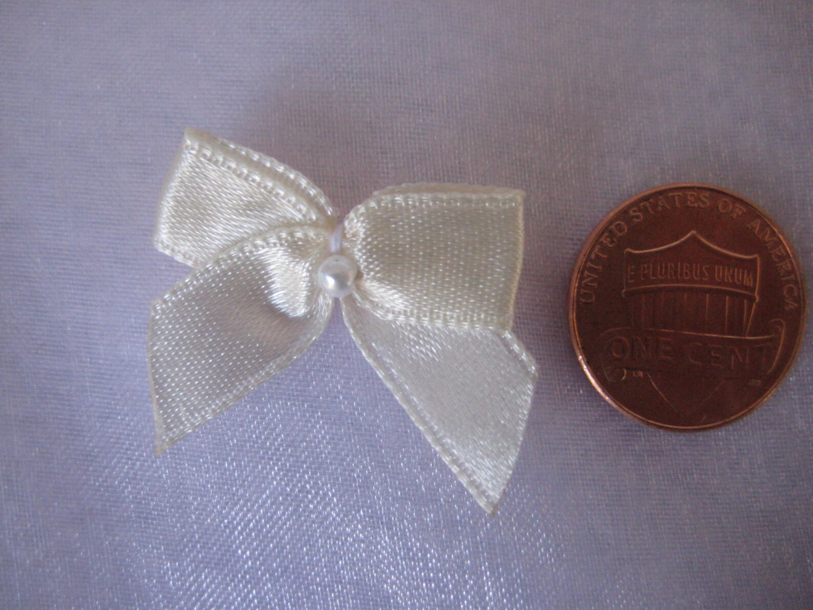 Ivory Cream Satin Ribbon Bows with Pearl Center for Wedding | Etsy