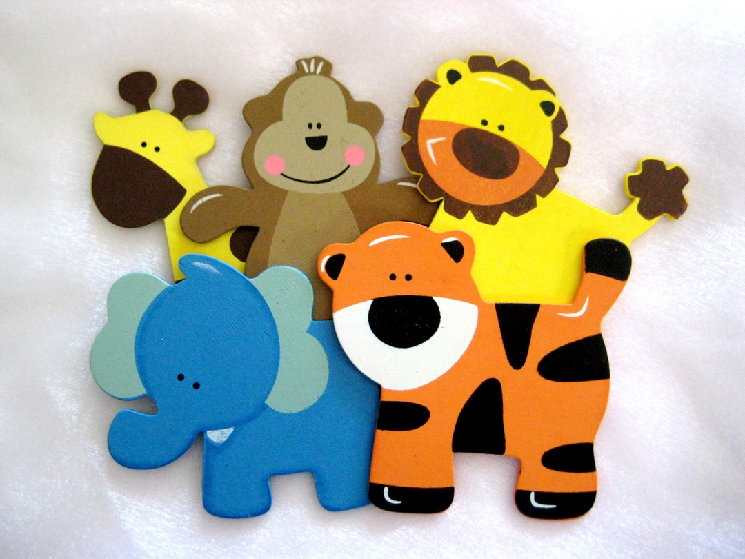 Assorted Wooden Animals Monkey, Giraffe, Tiger, Lion, Elephant for ...