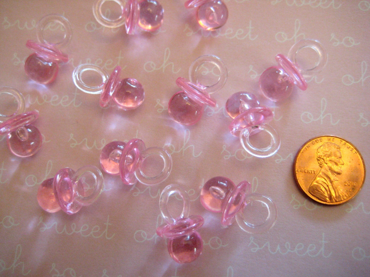 Mini Pink Pacifiers for Baby Shower Games, Favors, Charms, Decorations ...