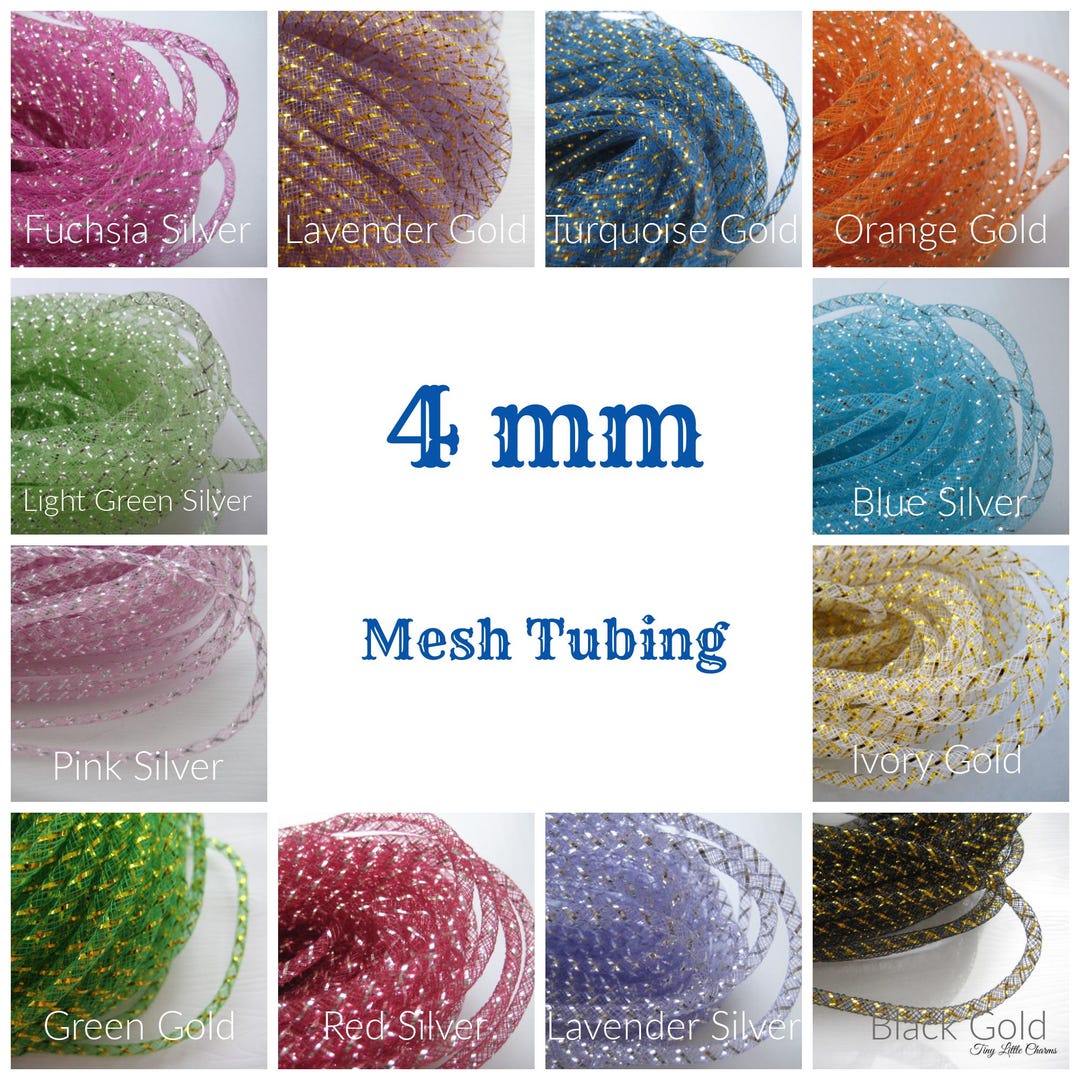 Assorted 4 Mm Mesh Tubing, White, Lavender, Orange, Turquoise, Blue ...