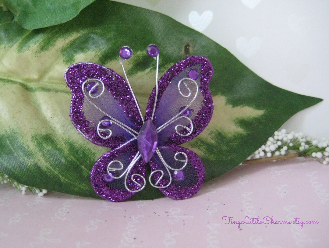 2" Purple Nylon Butterflies for Wedding Decor, Birthday Party, Baby ...