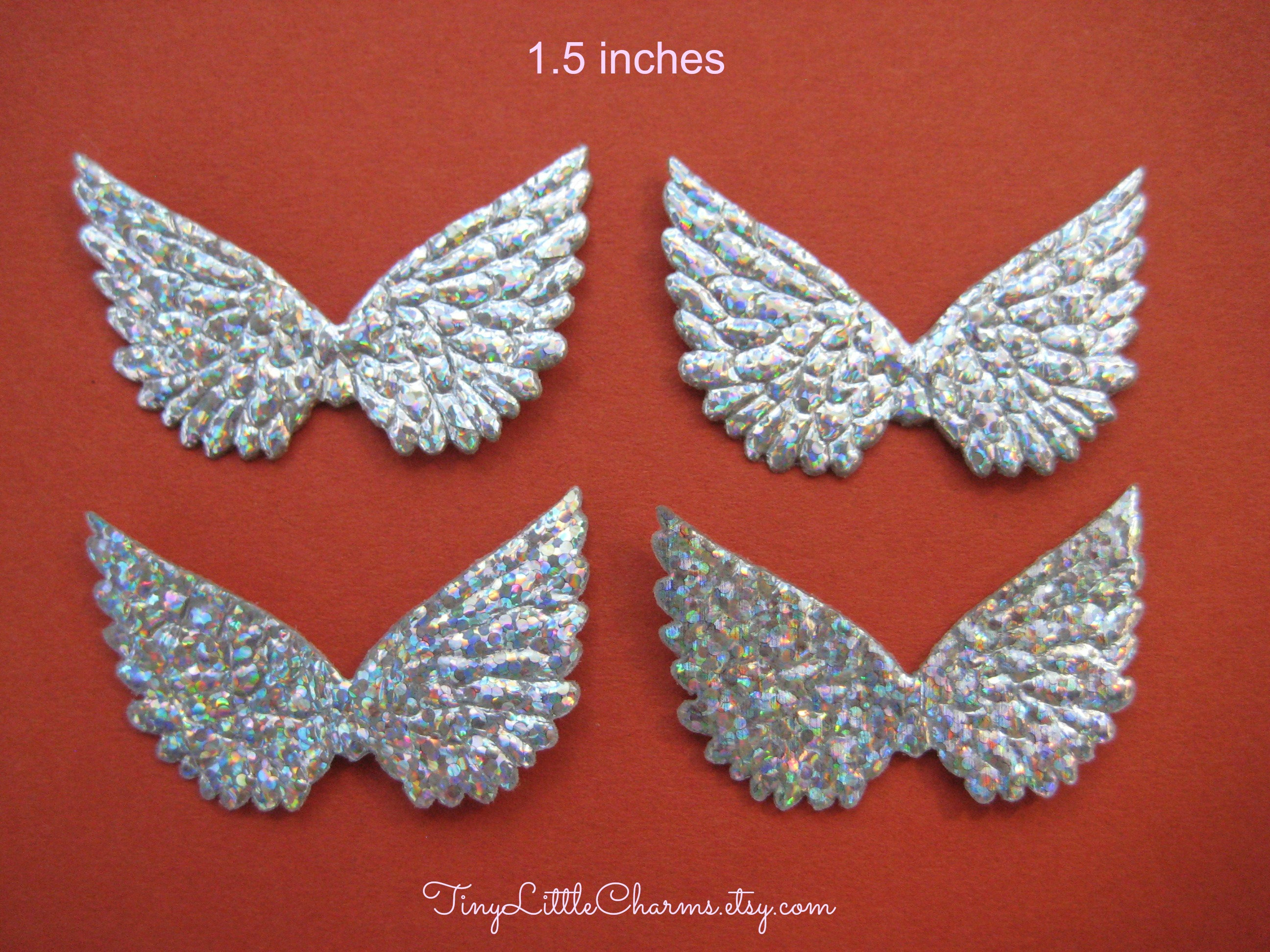 Small SILVER IRIDESCENT Angel Wings, Fairy Wings for Crafting ...