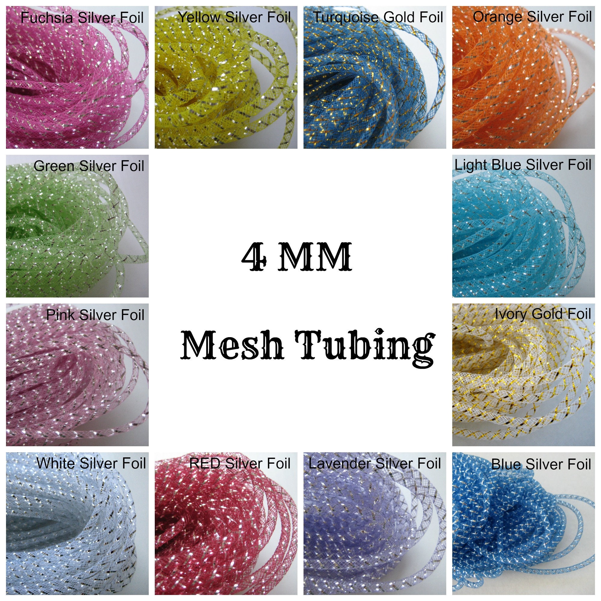 Assorted 4 mm Mesh Tubing White Lavender Orange Turquoise | Etsy