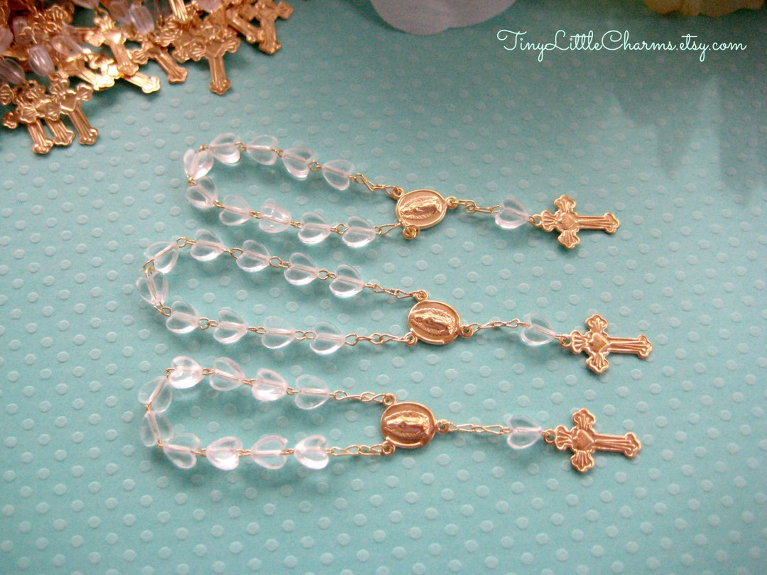 Clear Mini Rosary With Gold Chain for Christening, Baptism, First ...