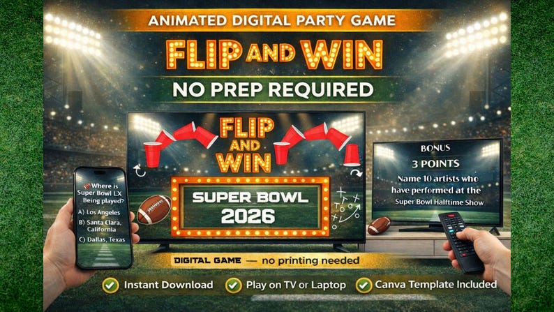 Super Bowl Party Game 2026 | Animated Trivia Game | No Prep Digital ...