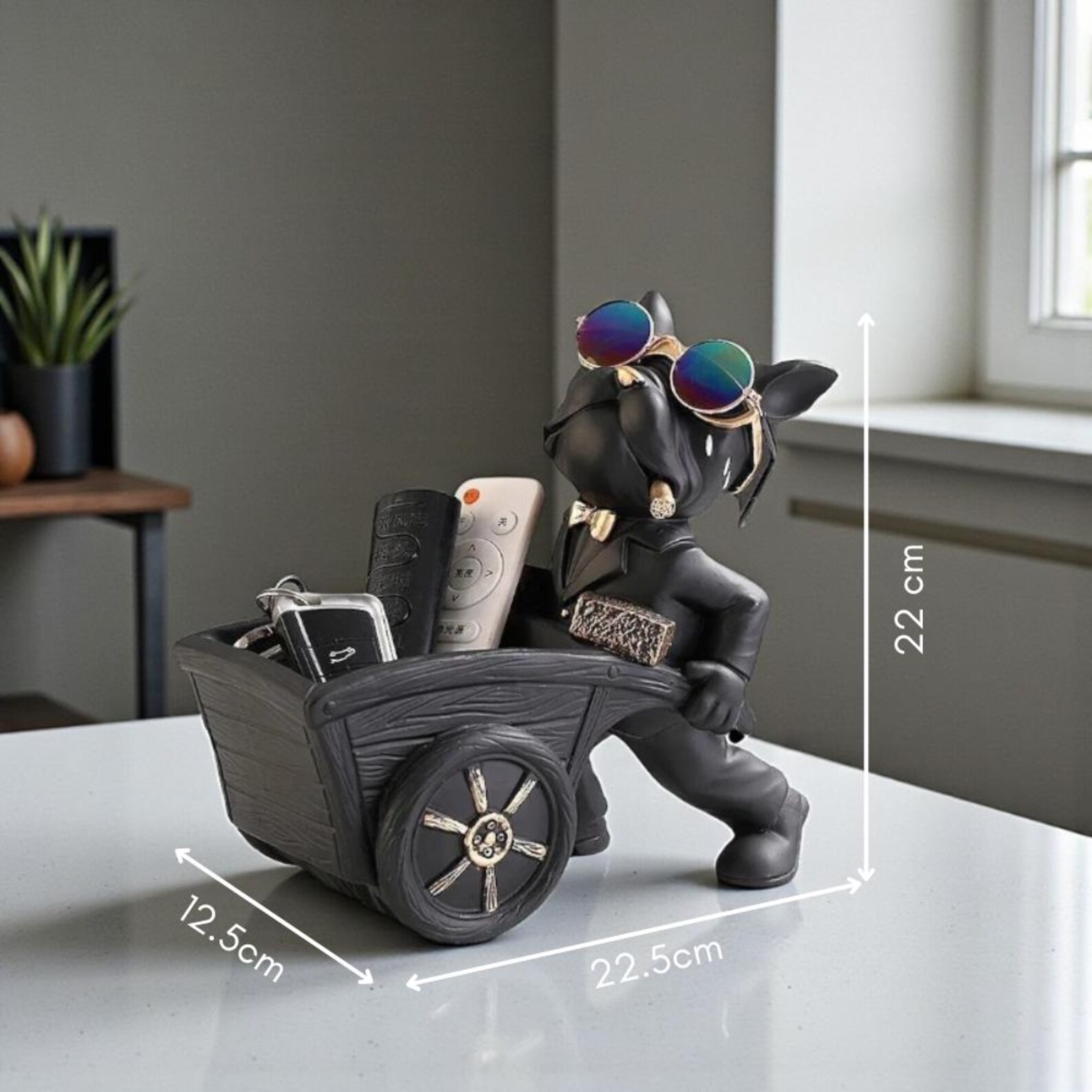 French Bulldog Statue With Barrow: Resin Dog Statue Organizer for ...