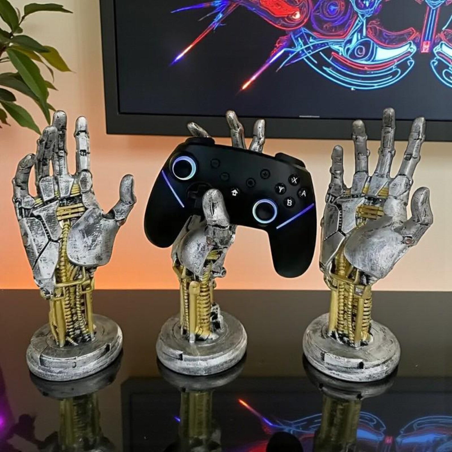 Cyberpunk Mechanical Hand Sculpture Desktop Decor for Gamers - Etsy