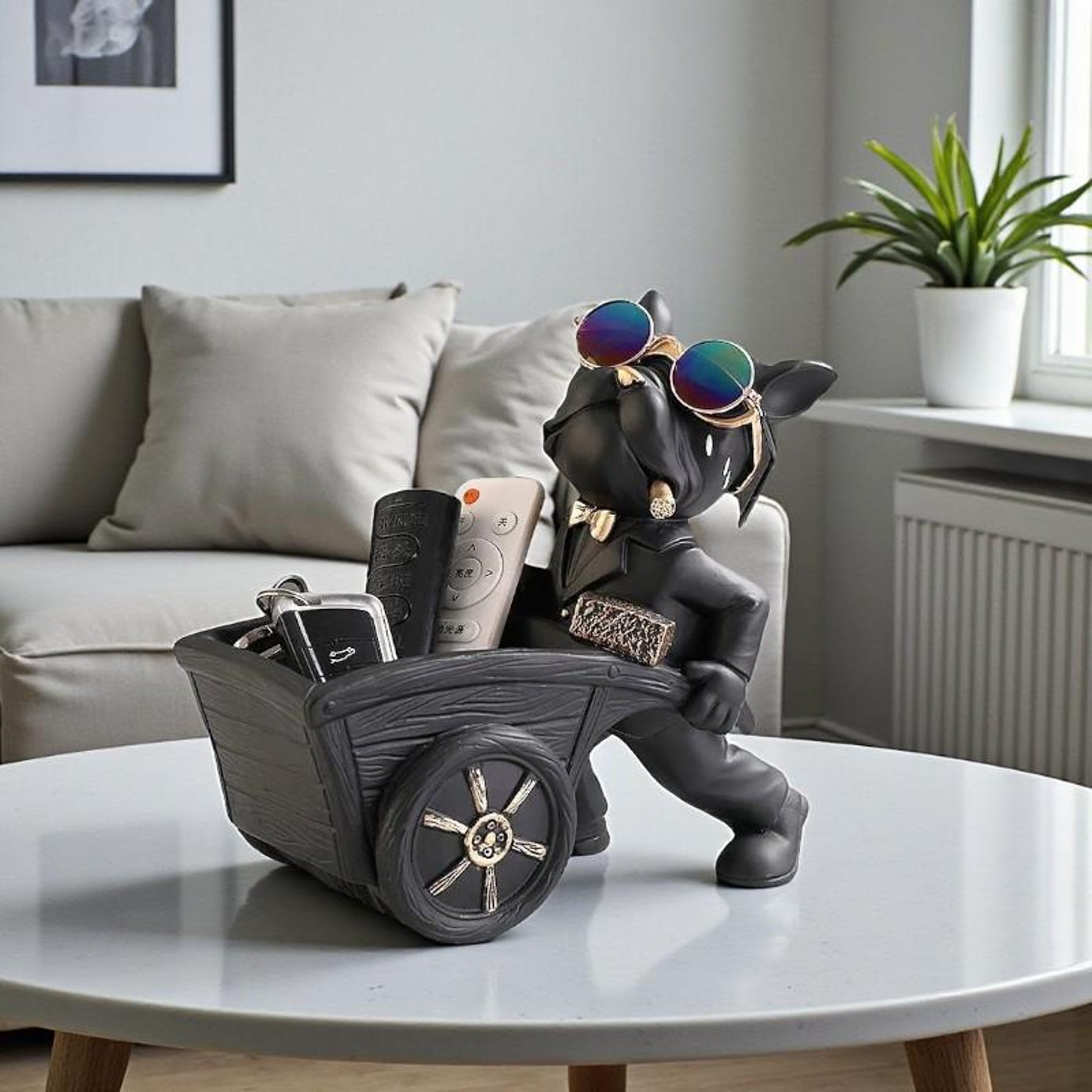 French Bulldog Statue With Barrow: Resin Dog Statue Organizer for ...