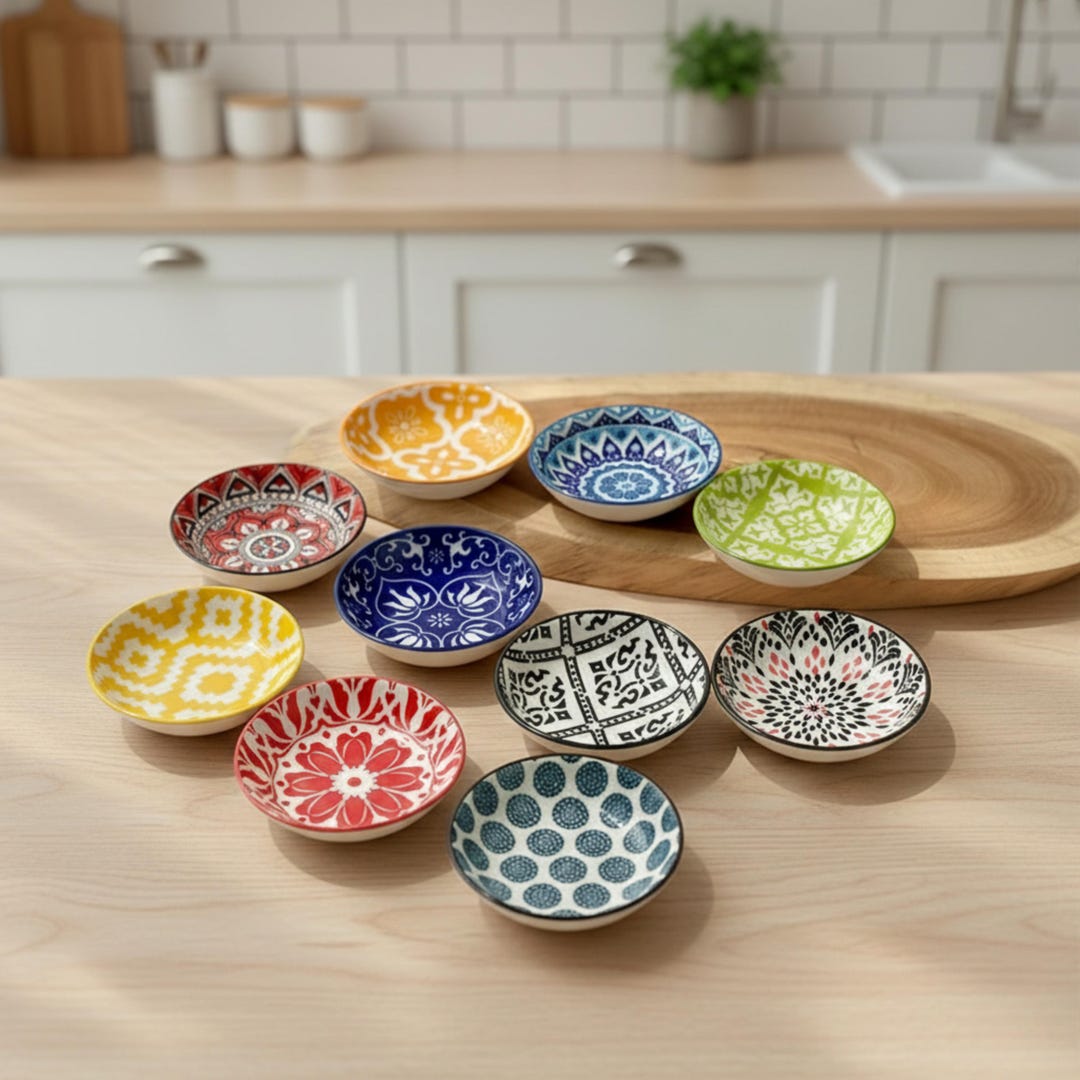 Boho Ceramic Condiment Dishes, Small Sauce Plates for Soy Sauce ...