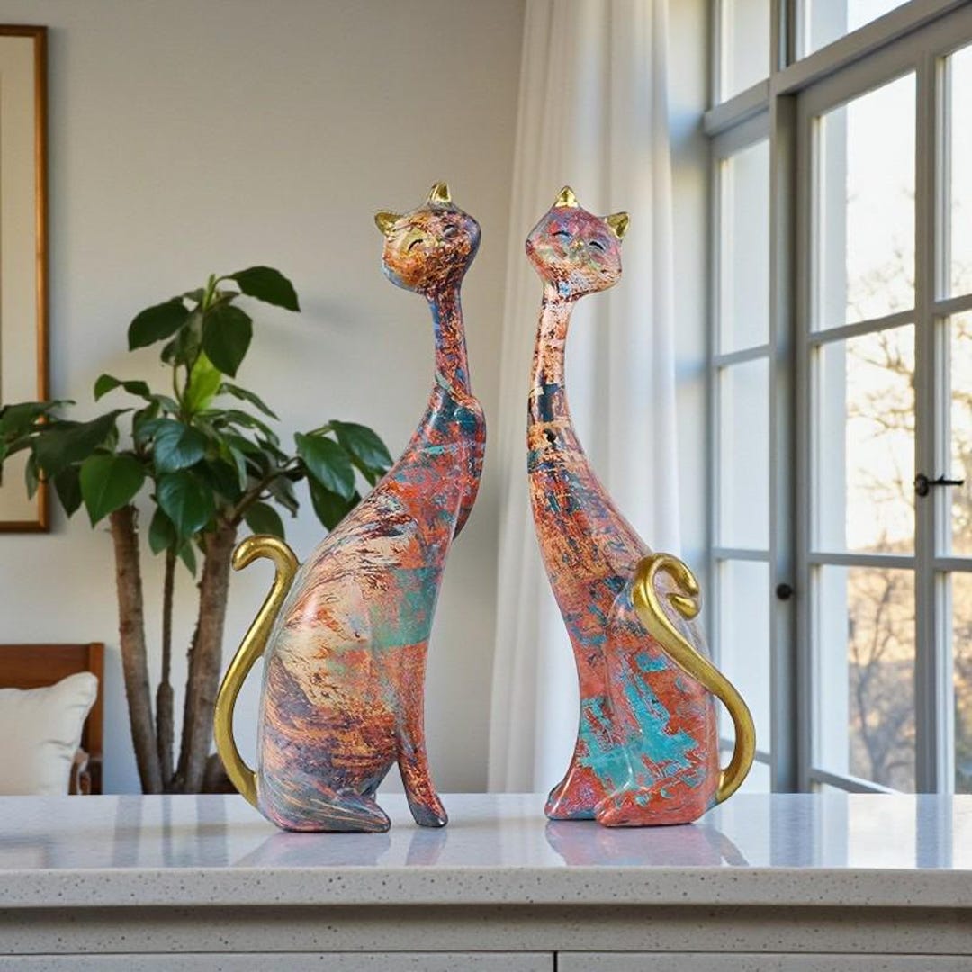 Modern Abstract Cat Statue Resin Home Decor Accent - Etsy