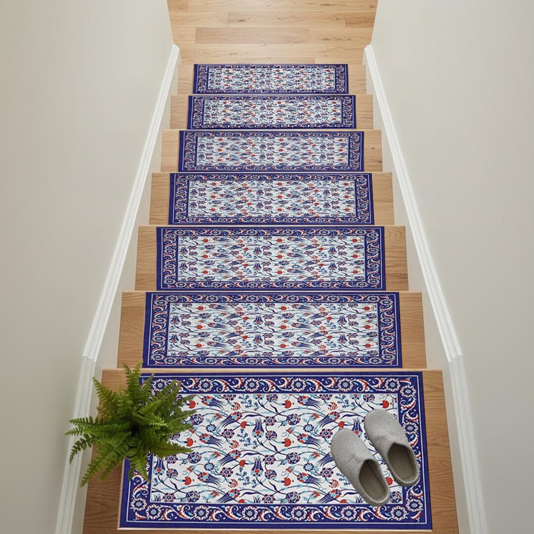 Anti Slip Stair Pads, Stair Mat Set, Washable Stair Mats, Modern Stair ...