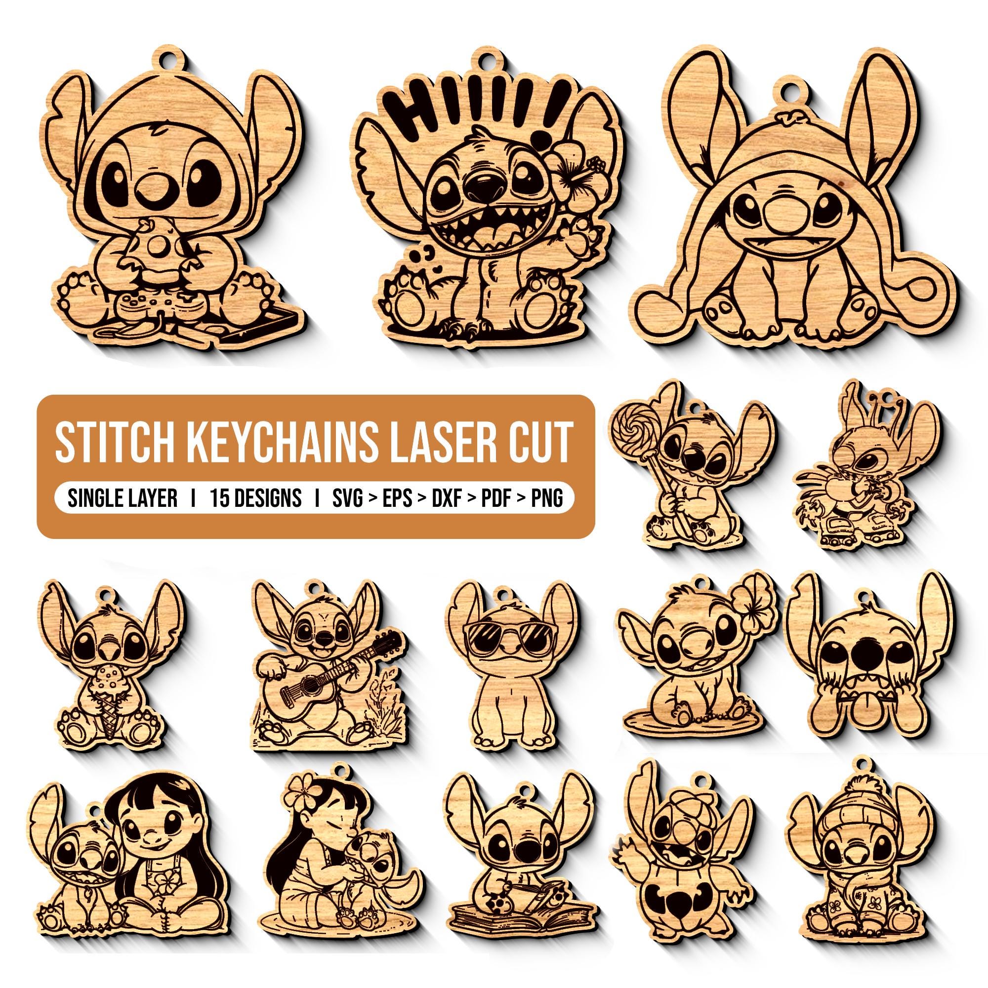 Cute Stitch Keychain SVG Laser Cut File, Stitch Character Laser Cut ...