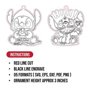 Cute Stitch Keychain SVG Laser Cut File, Stitch Character Laser Cut ...