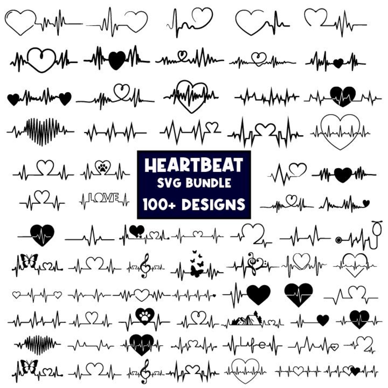 Heartbeat SVG Bundle, Heartbeat Valentine’s Design, HEARTBEAT Clipart ...