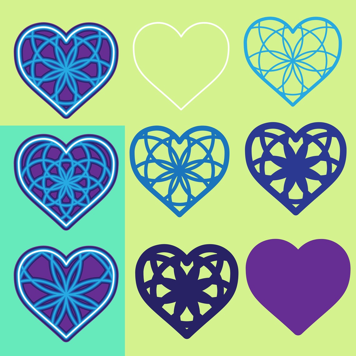 Trio Heart SVG Cut File - Etsy