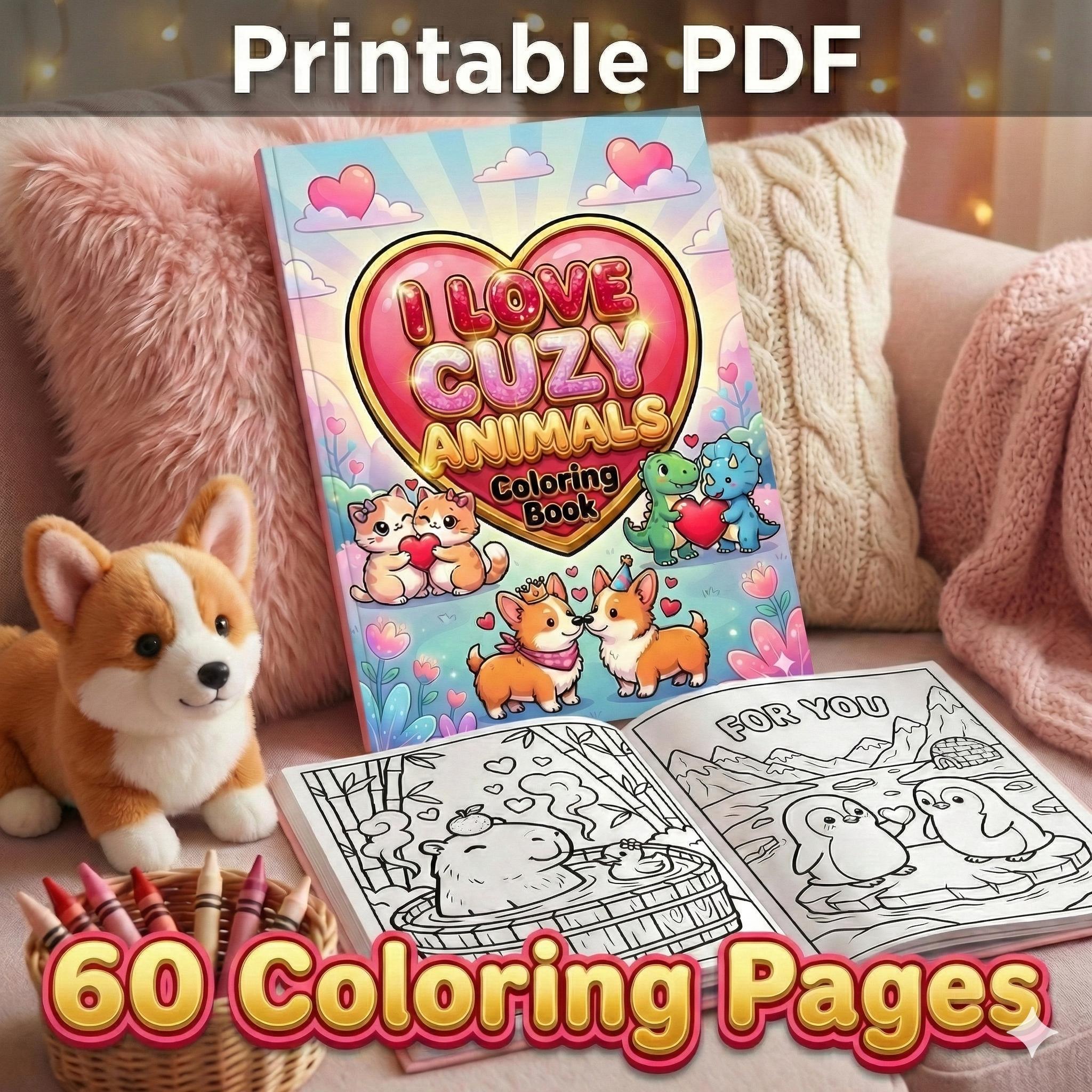 Cuzy Animals Coloring Book | Kawaii Couples (PDF) - Etsy
