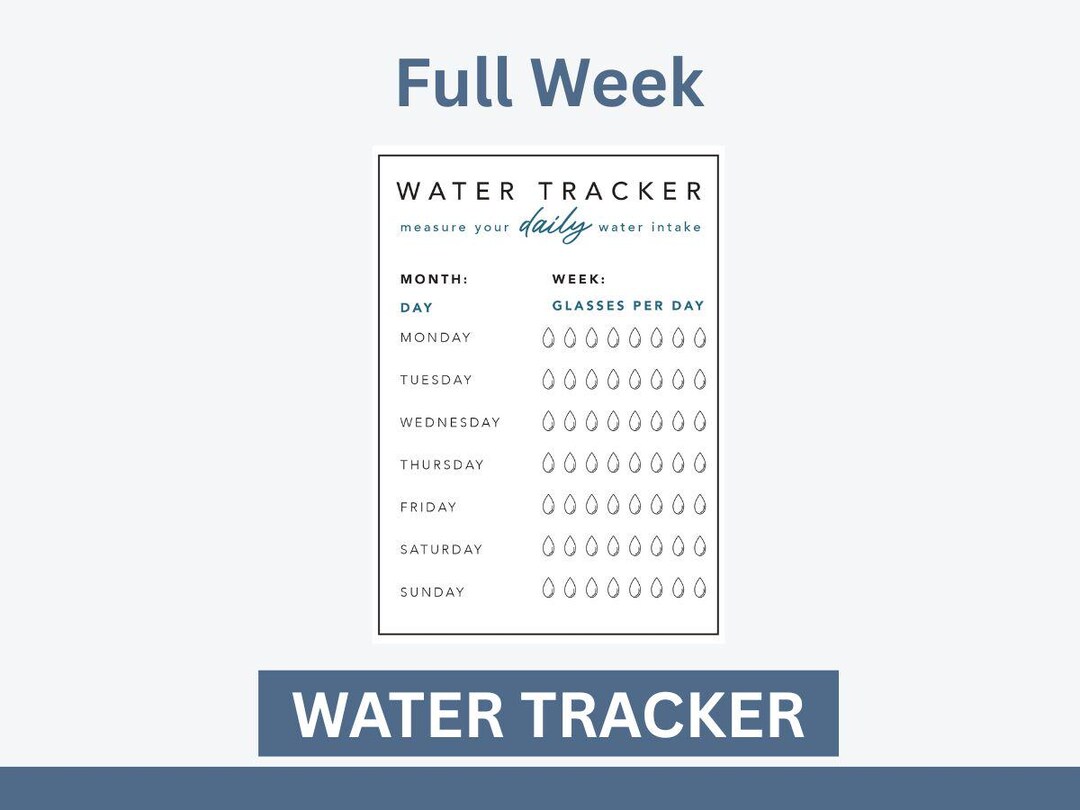 Printable Water Tracker | Daily & Weekly Hydration Log (PDF, PNG ...