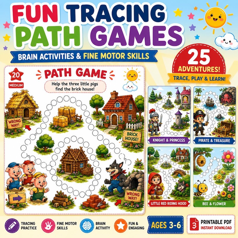 Preschool Tracing Pack | Fine Motor Skills, Brain Activities (ages 3-6 ...