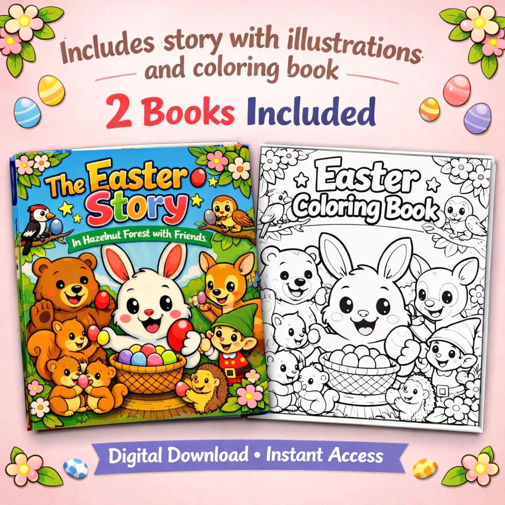 Easter Story Children's Book & Coloring Pages – Hazelnut Forest Bunny ...