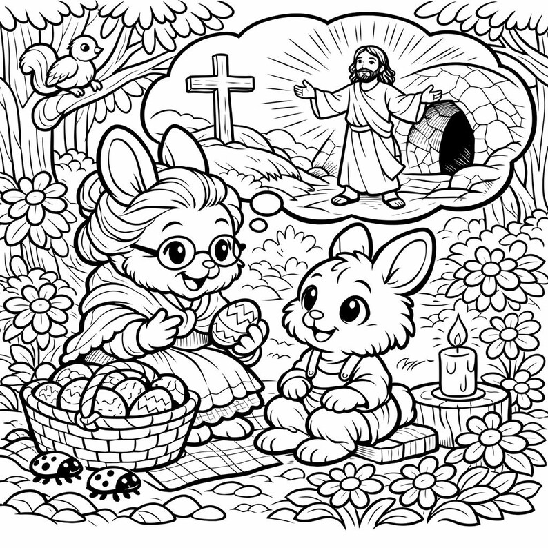 Easter Story Children's Book & Coloring Pages – Hazelnut Forest Bunny ...