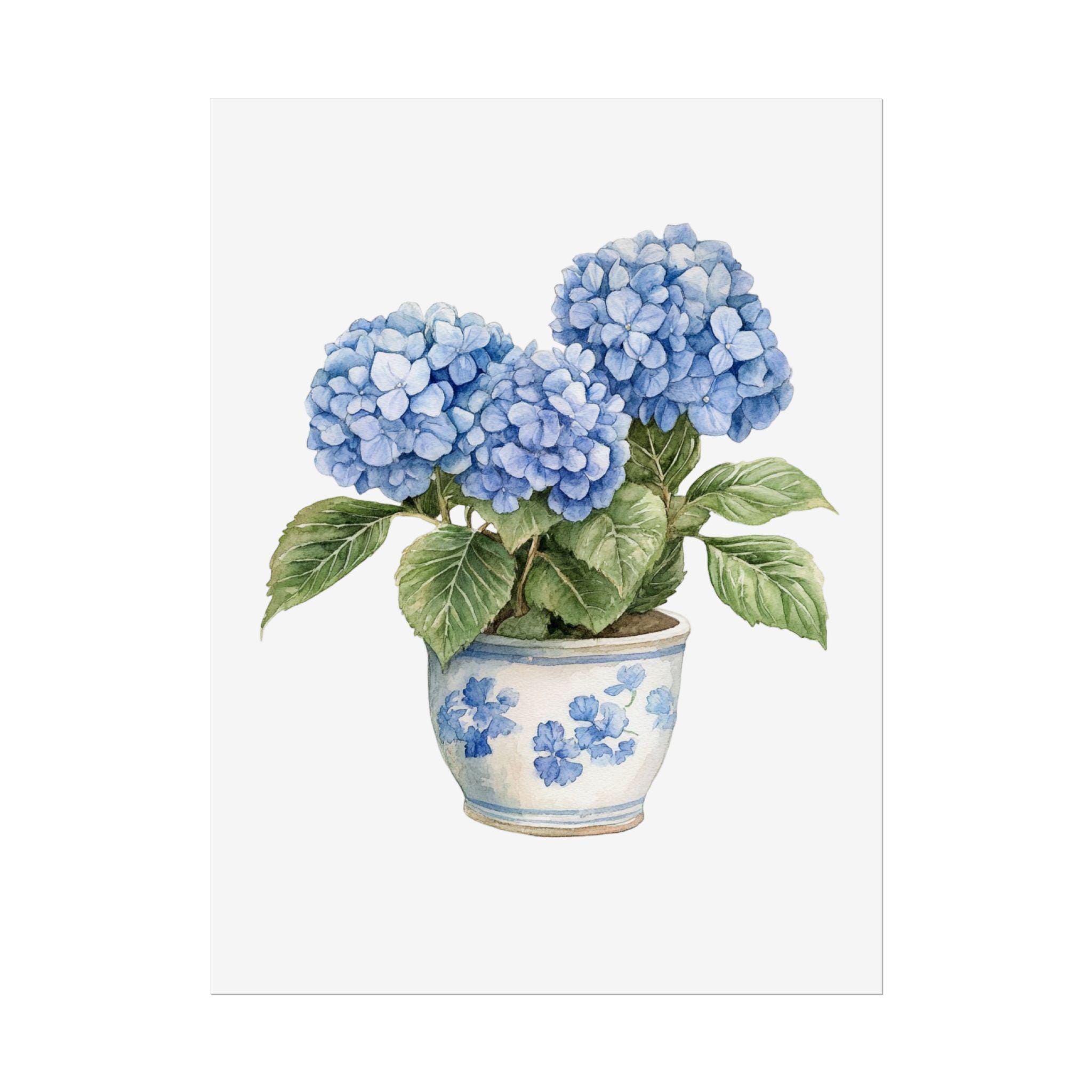 Blue Hydrangea Poster Print, Botanical Wall Art, Floral Home Decor ...